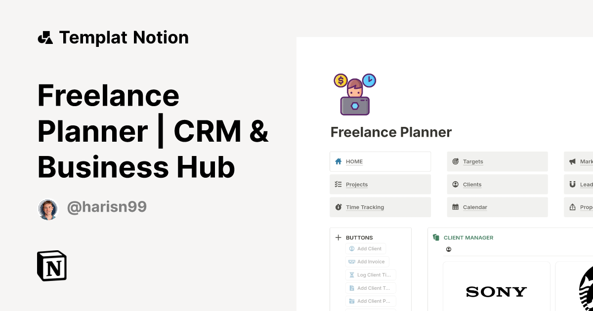 Templat Freelance Planner | CRM & Business Hub | Notion Marketplace