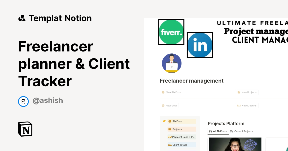 Freelancer planner & Client Tracker Templat oleh ashish | Notion Marketplace