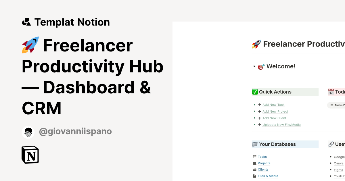 🚀 Freelancer Productivity Hub — Dashboard & CRM Templat oleh Giovanni ...