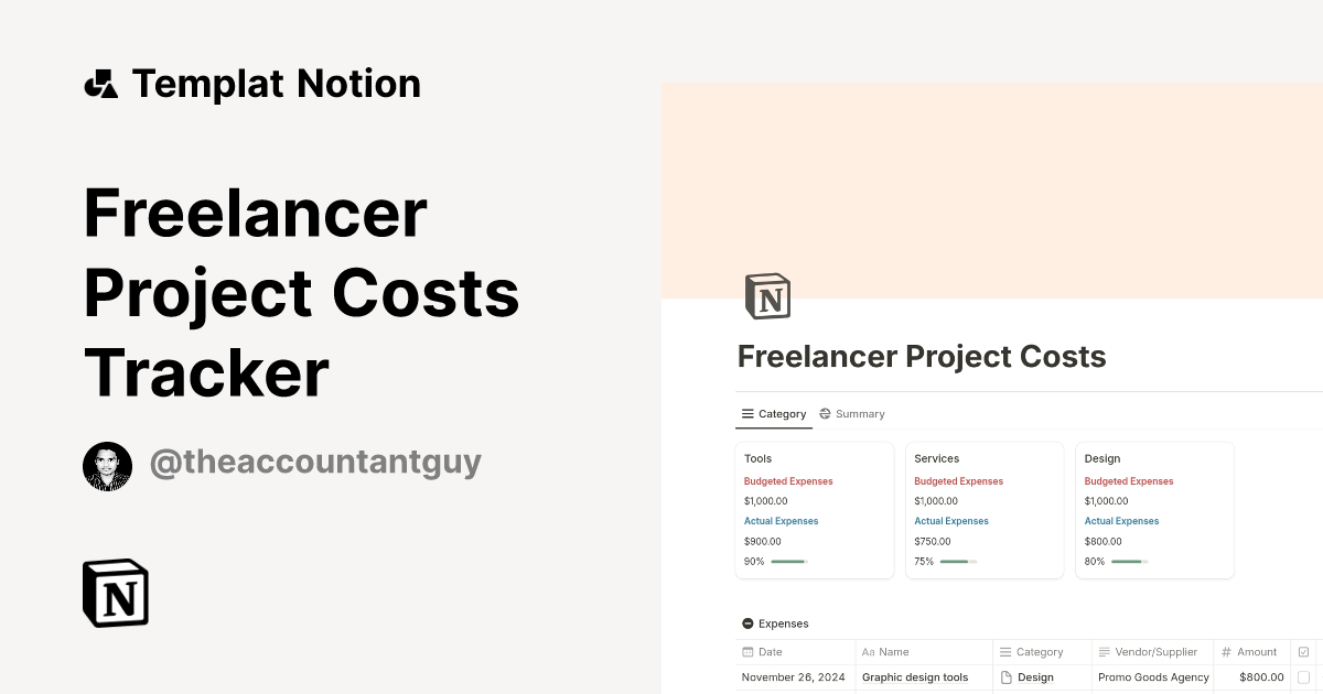 Templat Freelancer Project Costs Tracker | Notion Marketplace