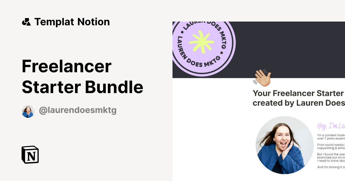 Freelancer Starter Bundle Templat oleh Lauren Does Mktg | Notion Marketplace