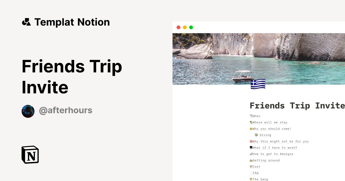 Friends Trip Invite Templat oleh Maria P | Notion Marketplace