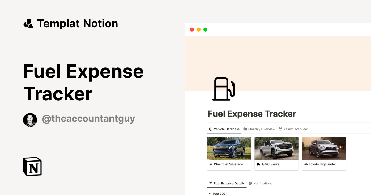 Templat Fuel Expense Tracker | Notion Marketplace