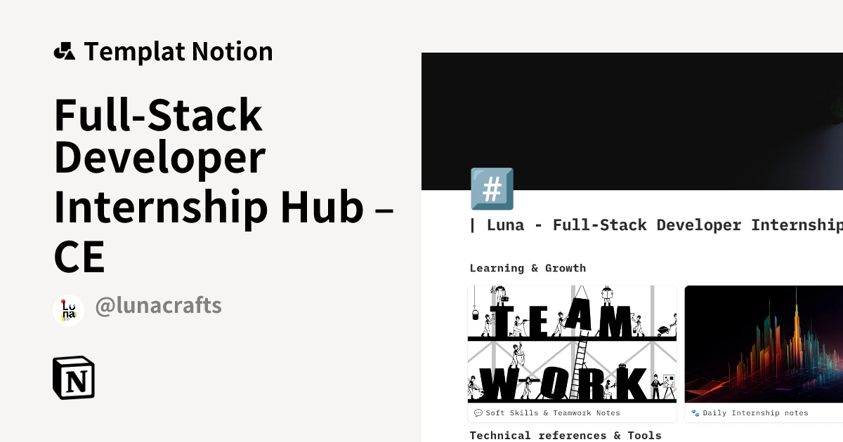 Templat Full-Stack Developer Internship Hub – CE | Notion Marketplace