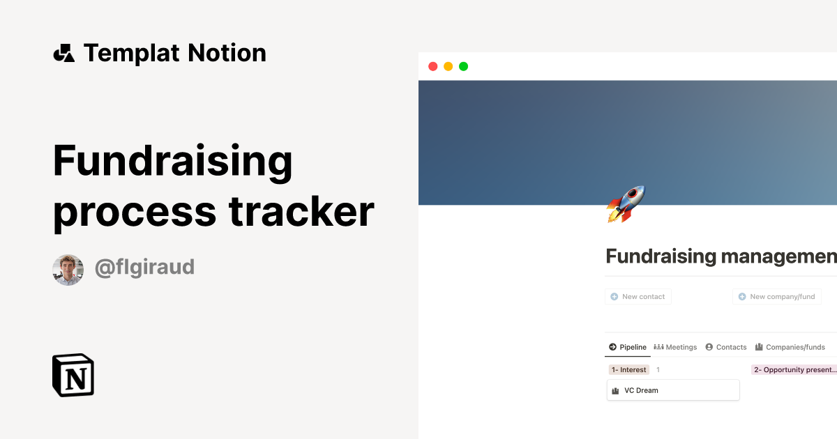 Fundraising process tracker Templat oleh Florian Giraud | Notion ...