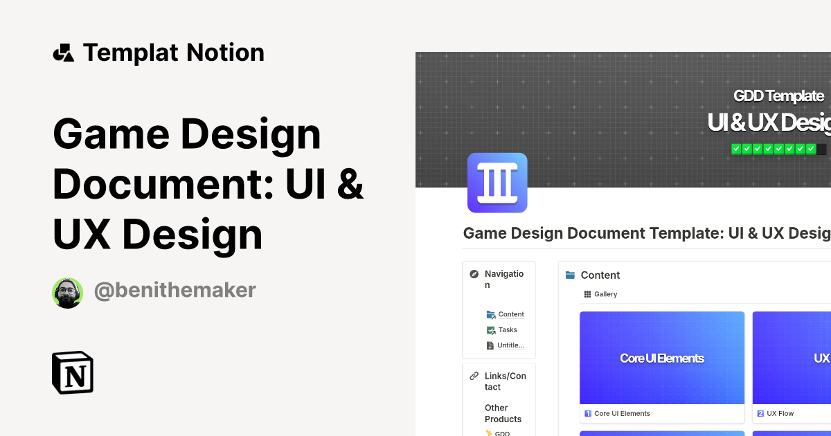 Templat Game Design Document: UI & UX Design | Notion Marketplace