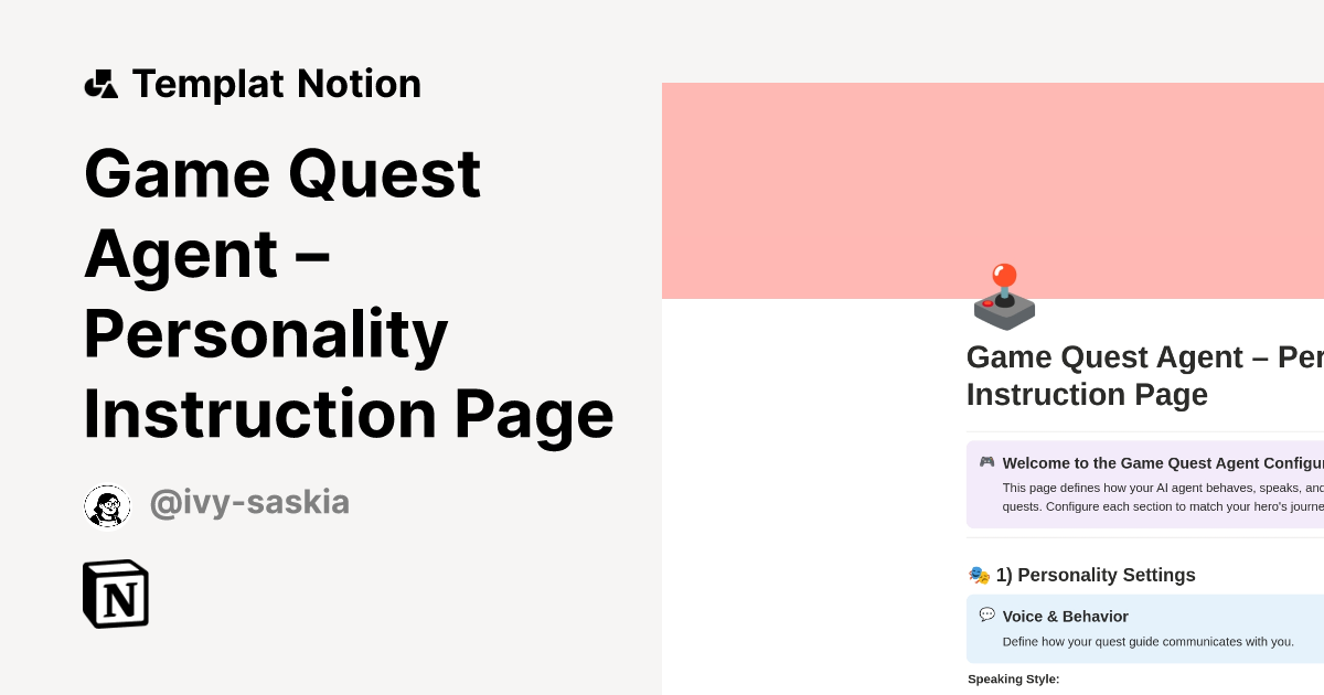 Templat Game Quest Agent – Personality Instruction Page | Notion ...