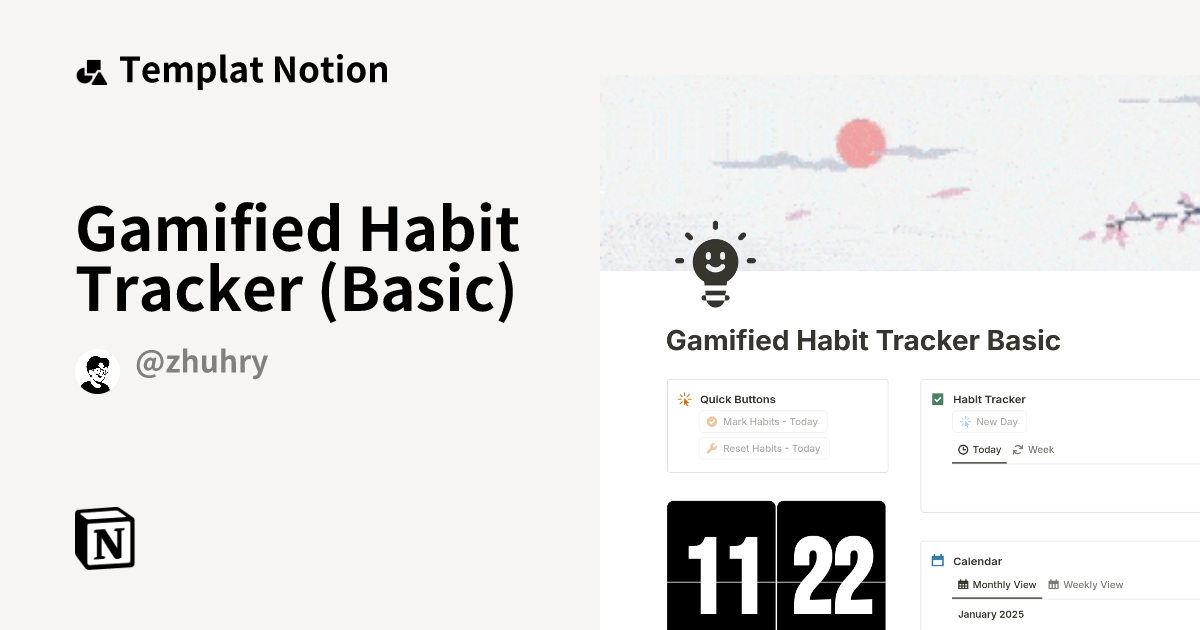 Templat Gamified Habit Tracker (Basic) | Notion Marketplace