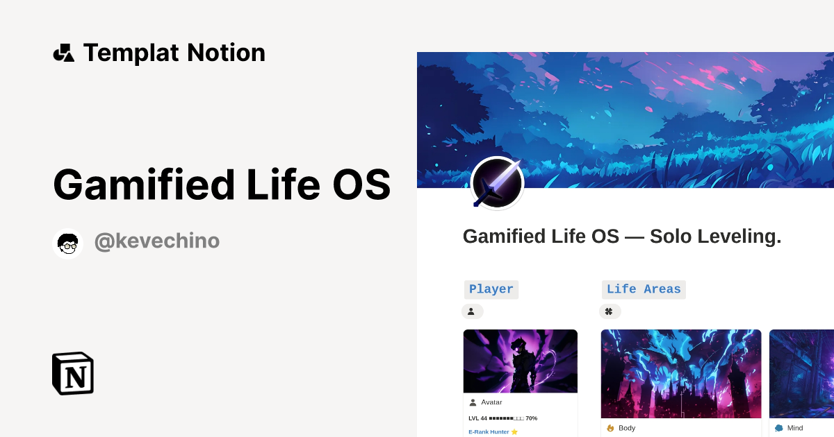Gamified Life OS Templat oleh Kevechino | Notion Marketplace