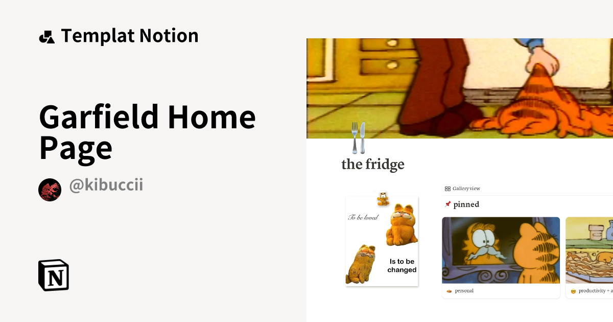 Garfield Home Page Templat oleh kibuccii | Notion Marketplace