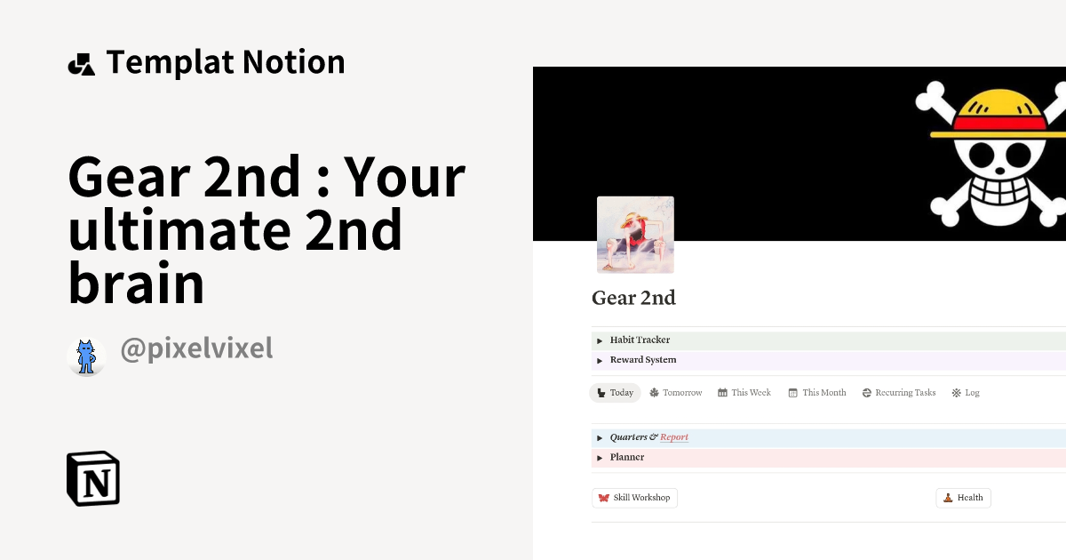Gear 2nd : Your ultimate 2nd brain Templat oleh PixelVixel | Notion ...