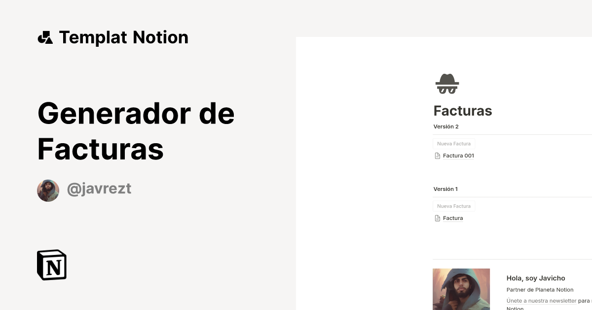 Templat Generador de Facturas | Notion Marketplace