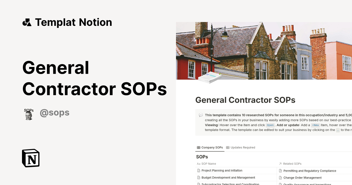 Templat General Contractor SOPs | Notion Marketplace