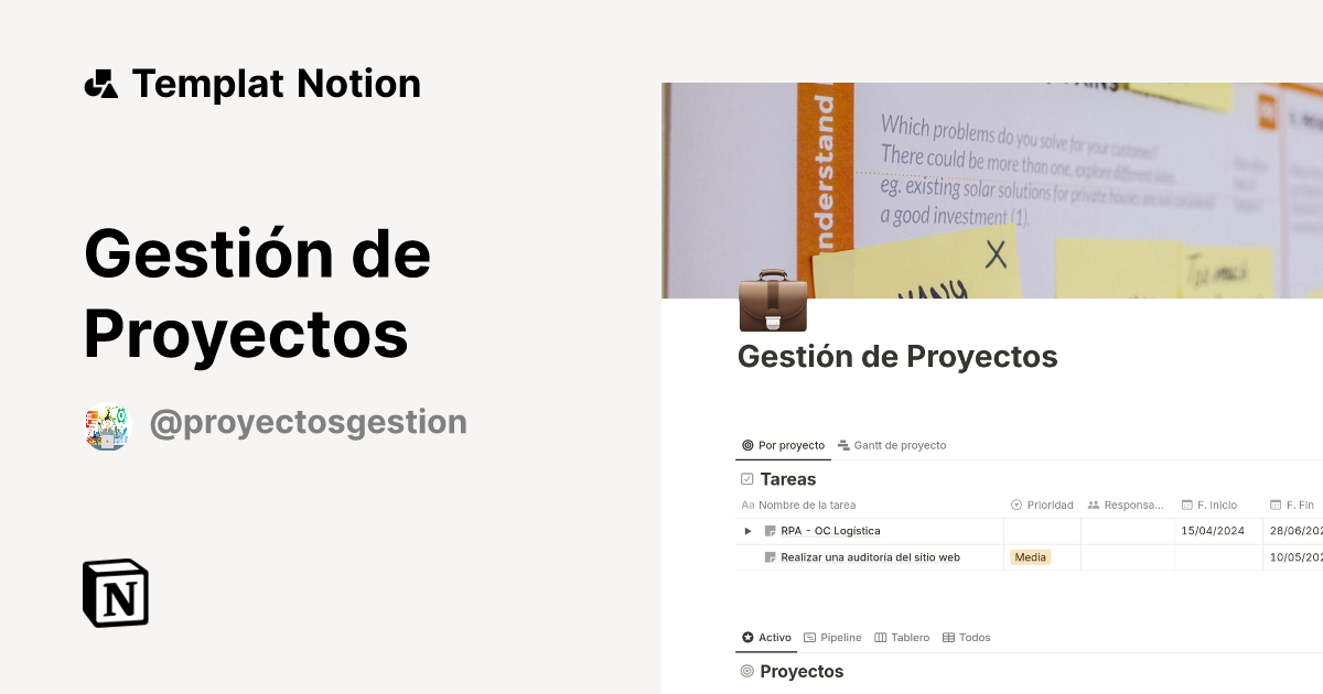 Gestión de Proyectos Templat oleh Gestión de Proyectos | Notion Marketplace