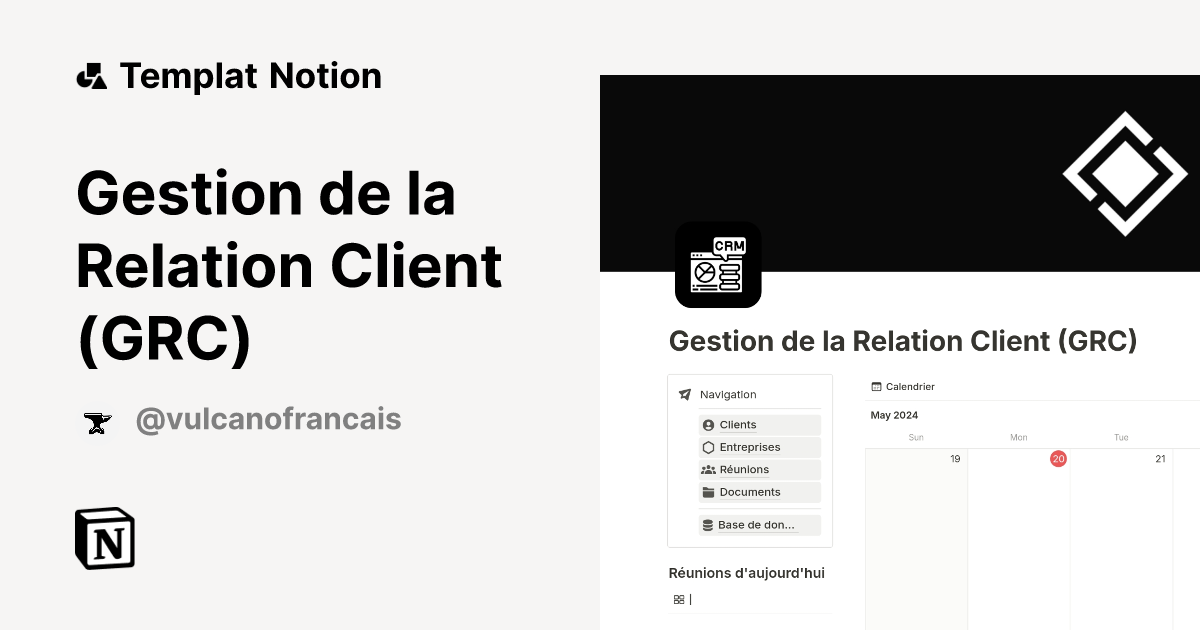 Templat Gestion de la Relation Client (GRC) | Notion Marketplace