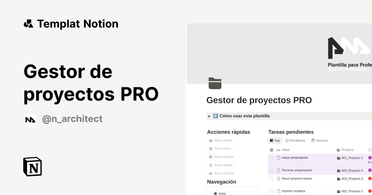 Gestor de proyectos PRO Templat oleh N_Architect | Notion Marketplace