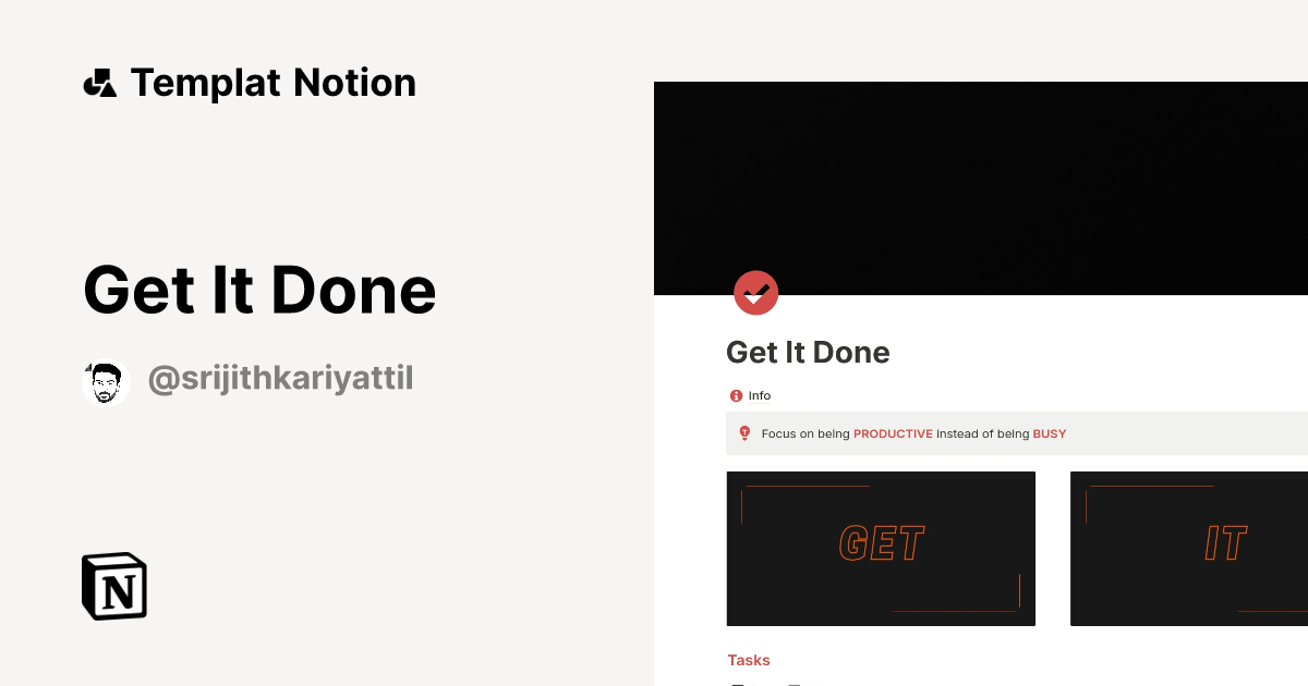 Get It Done Templat oleh Srijith Kariyattil | Notion Marketplace