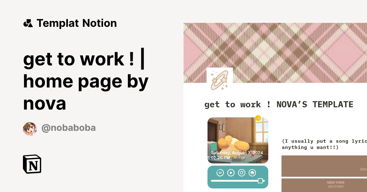 Templat get to work ! | home page by nova | Notion Marketplace