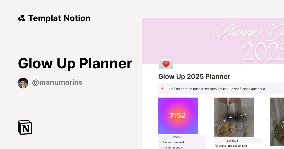 Templat Glow Up Planner | Notion Marketplace