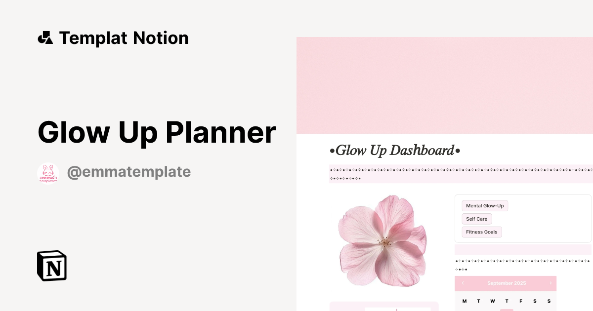 Glow Up Planner Templat oleh Emma's Templates | Notion Marketplace