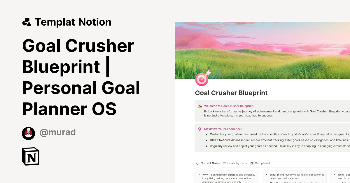 Templat Goal Crusher Blueprint | Personal Goal Planner OS | Notion ...