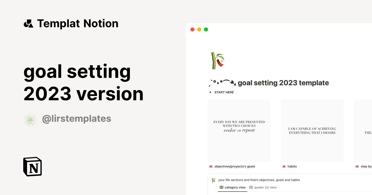 goal setting 2023 version Templat oleh lir's templates | Notion Marketplace