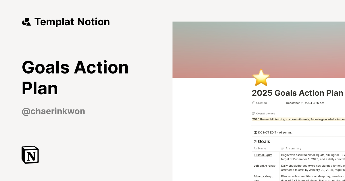 Templat Goals Action Plan | Notion Marketplace