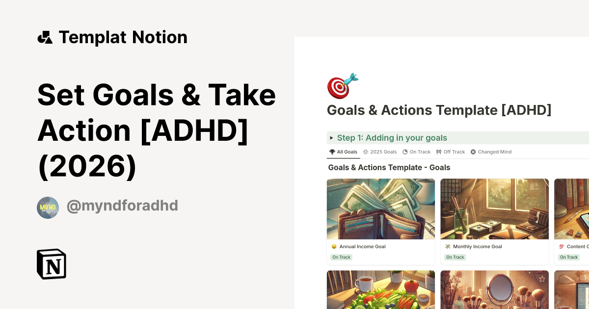 Set Goals & Take Action [ADHD] (2026) Templat oleh Mynd | Systems For ...