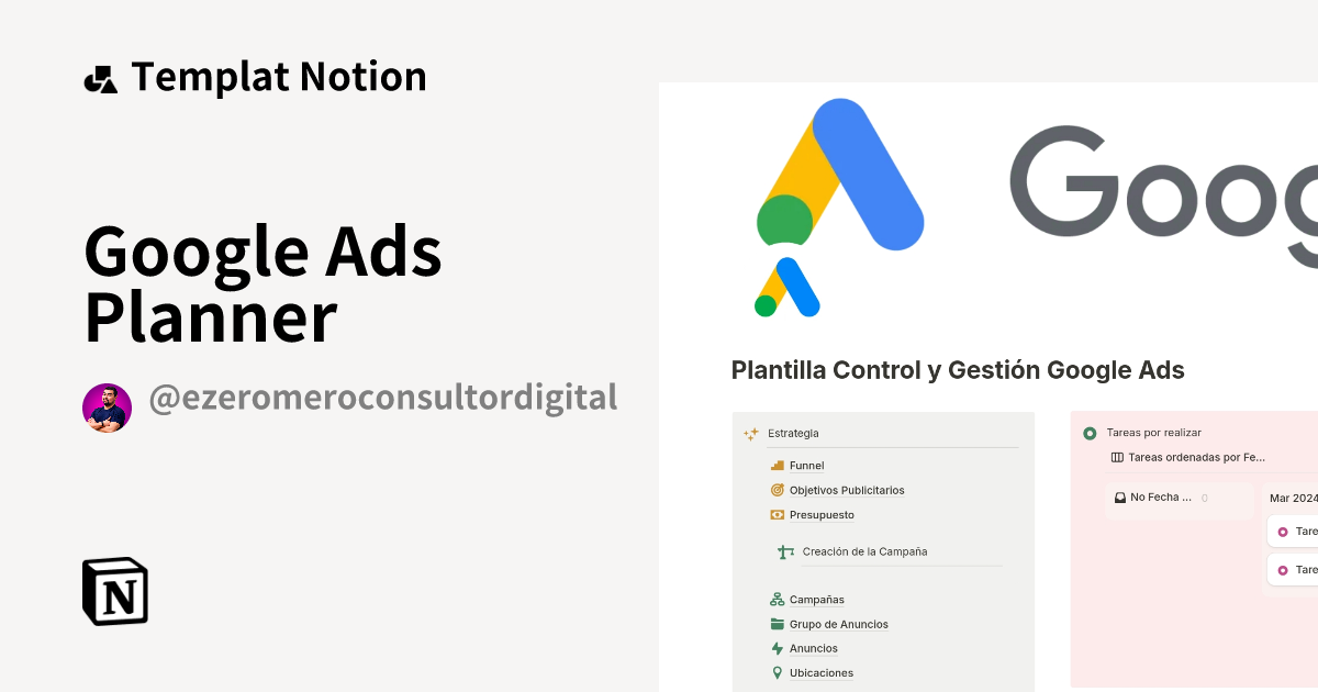 Templat Google Ads Planner | Notion Marketplace