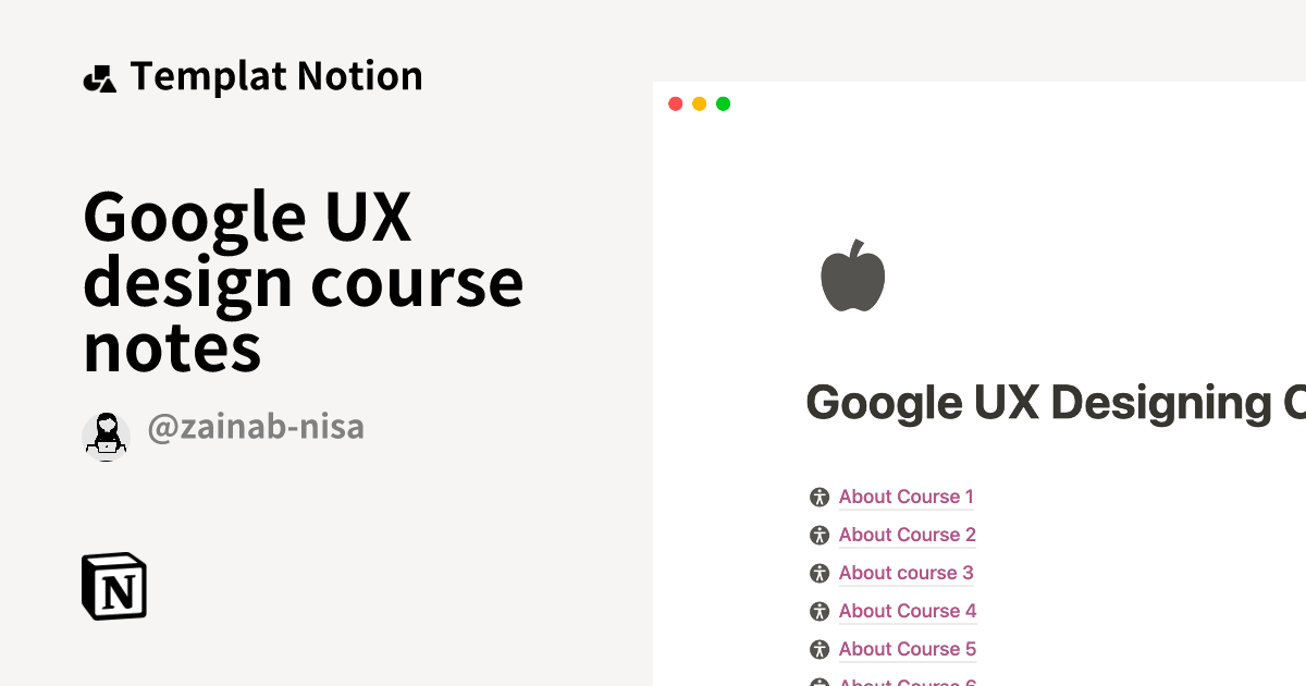 Templat Google UX design course notes | Notion Marketplace