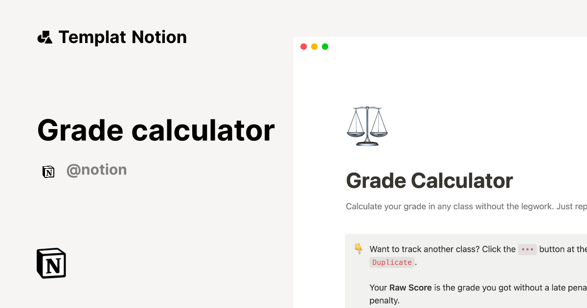 Templat Grade calculator 2025 | Notion Marketplace