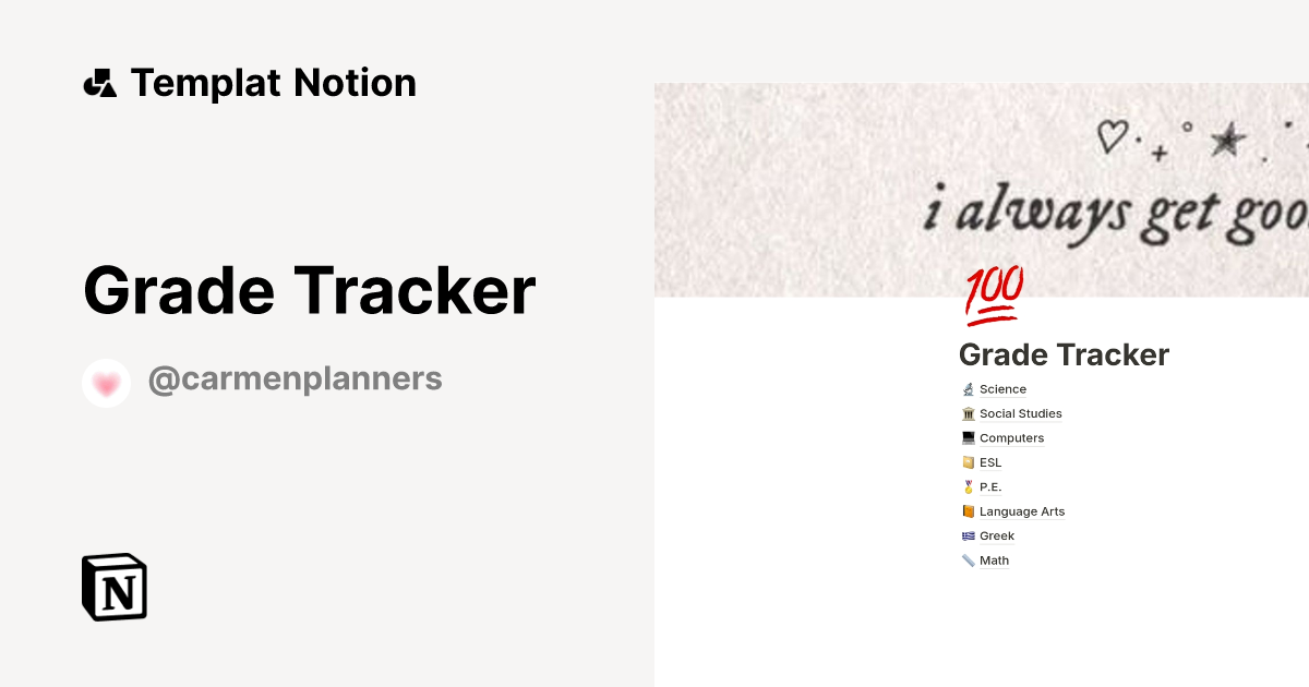 Templat Grade Tracker | Notion Marketplace