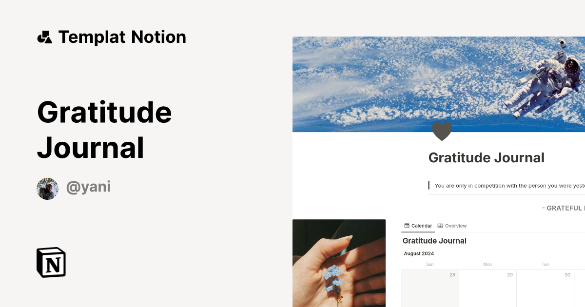 Gratitude Journal Templat oleh Yani | Notion Marketplace