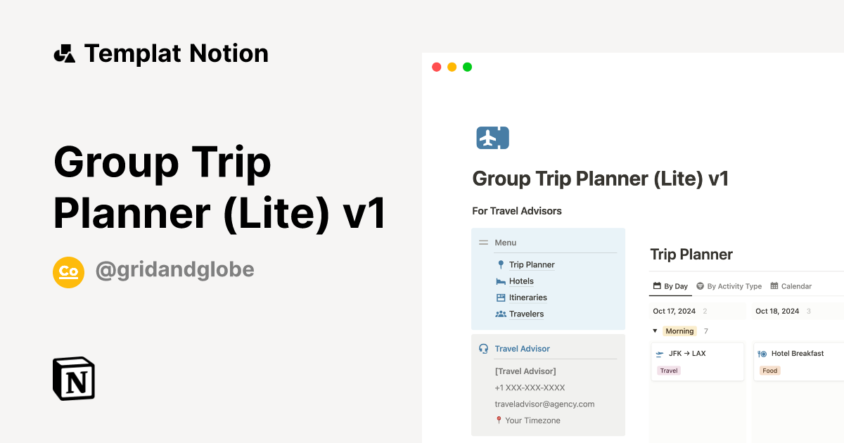 Templat Group Trip Planner (Lite) v1 | Notion Marketplace