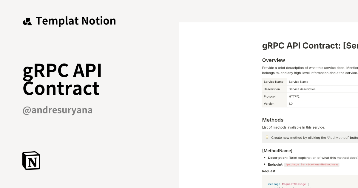 Templat gRPC API Contract | Notion Marketplace