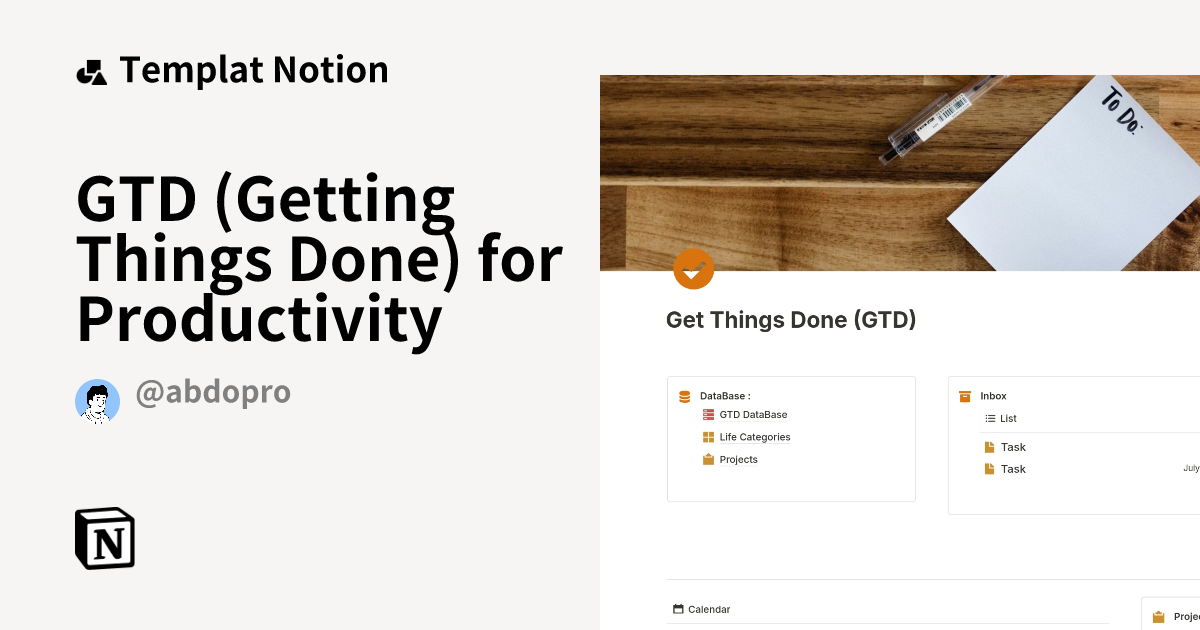 Templat GTD (Getting Things Done) for Productivity | Notion Marketplace