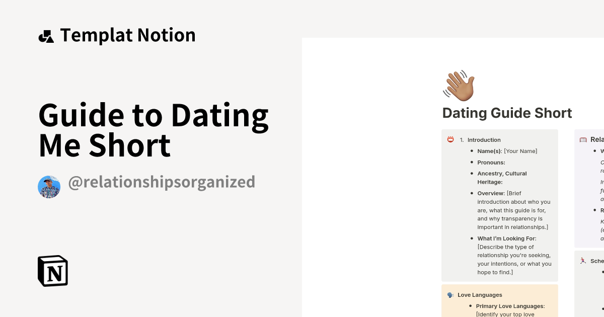 Templat Guide to Dating Me Short | Notion Marketplace