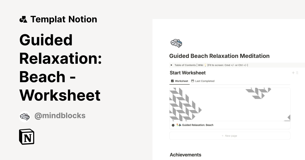 Templat Guided Relaxation: Beach - Worksheet | Notion Marketplace