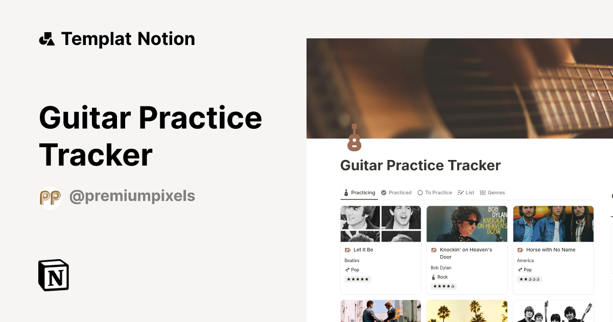 Templat Guitar Practice Tracker | Notion Marketplace