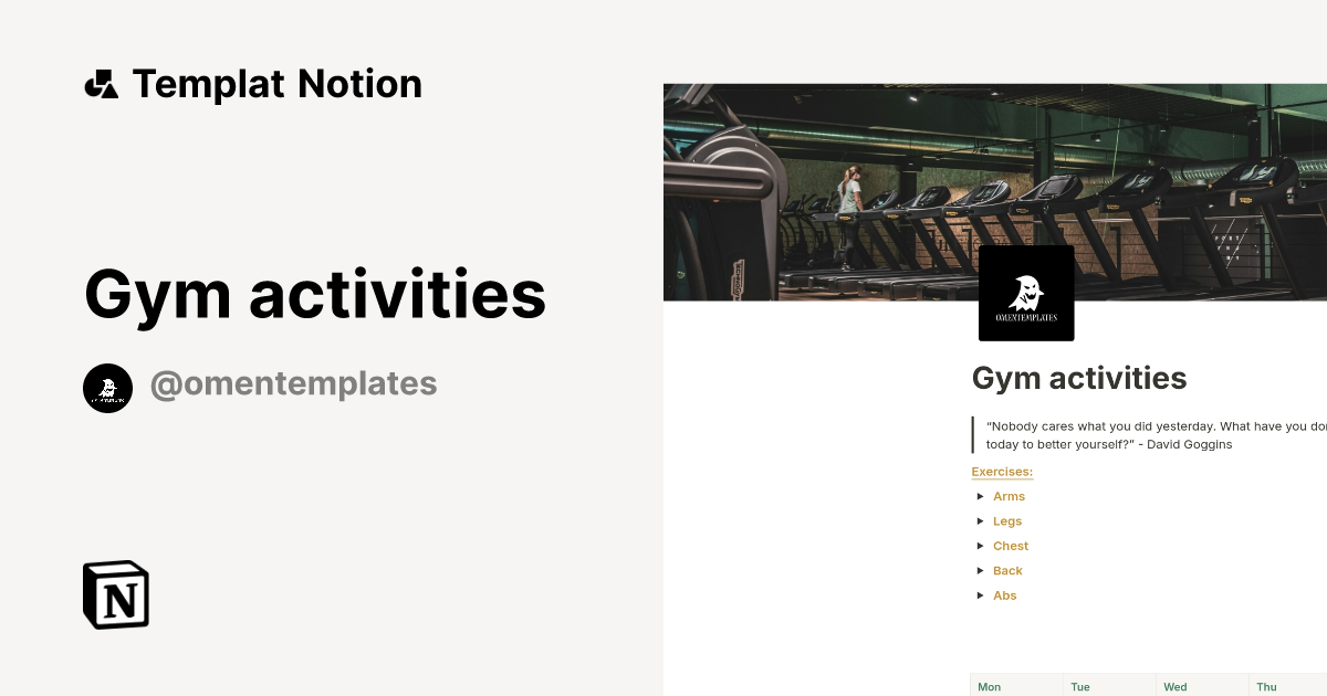 Templat Gym activities | Notion Marketplace