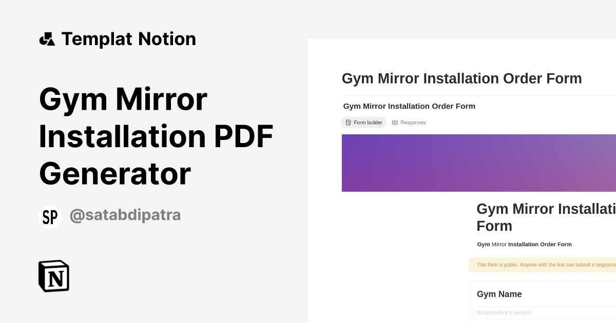 Gym Mirror Installation PDF Generator Templat oleh Satabdi Patra ...