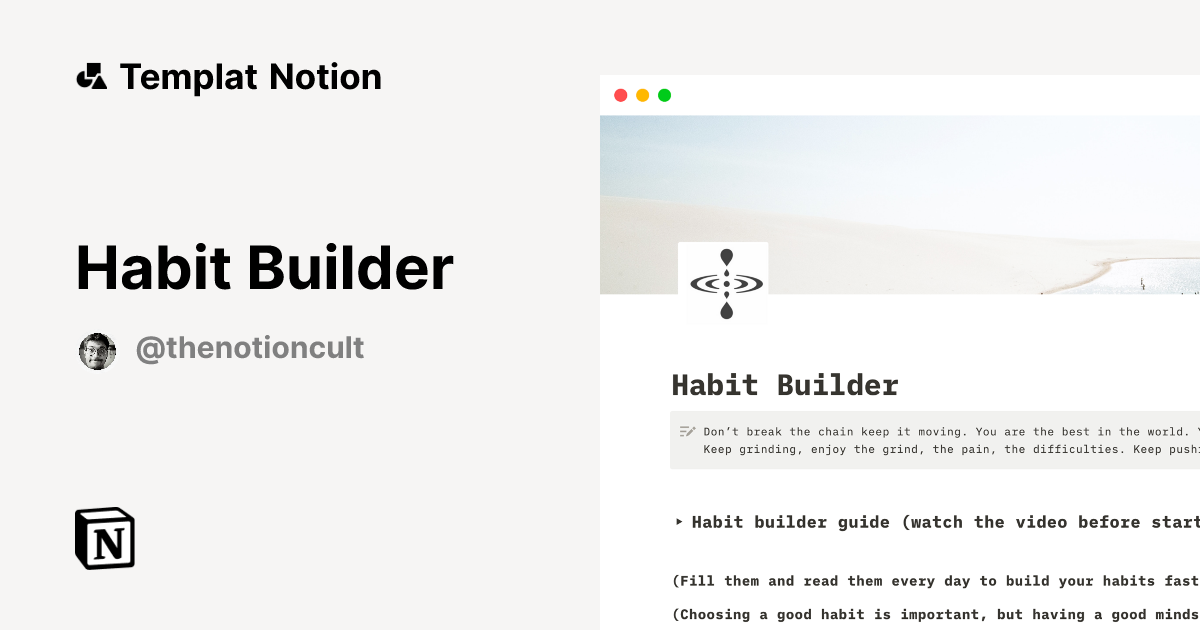Templat Habit Builder | Notion Marketplace