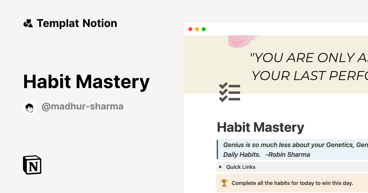 Templat Habit Mastery | Notion Marketplace