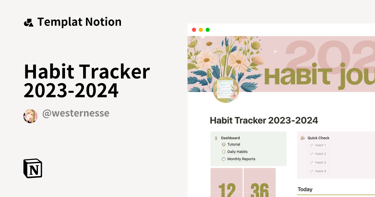 Habit Tracker 2023-2024 Templat oleh westernesse | Notion Marketplace