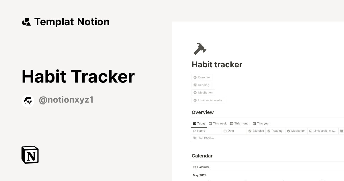 Habit Tracker Templat oleh Notionxyz | Notion Marketplace
