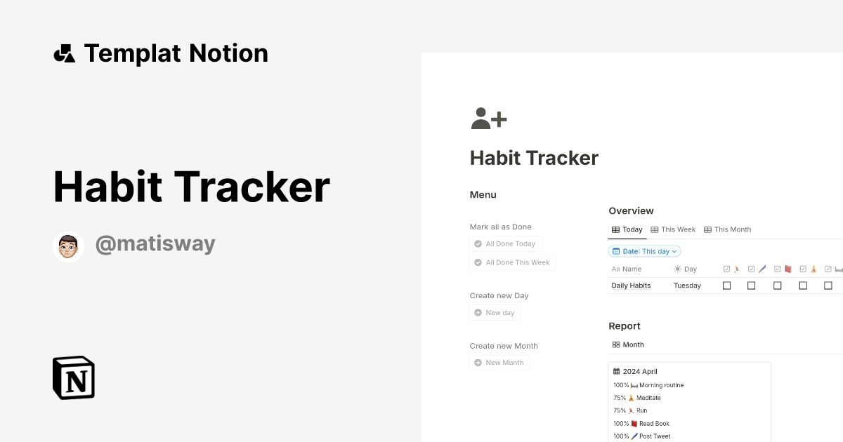 Templat Habit Tracker | Notion Marketplace