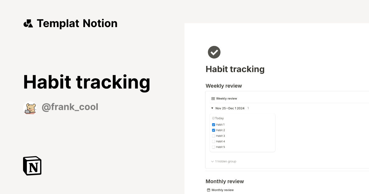 Templat Habit tracking | Notion Marketplace