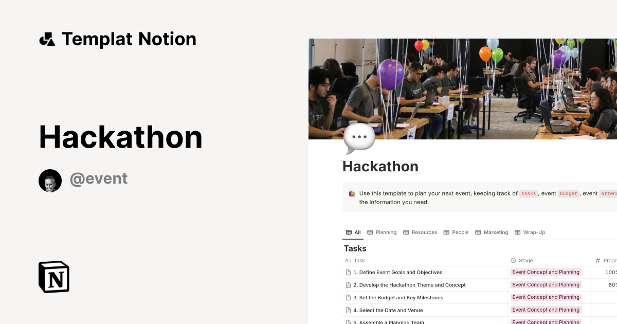 Hackathon Templat oleh Event | Notion Marketplace