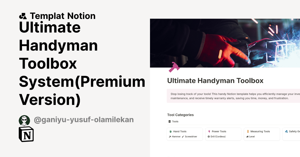 Templat Ultimate Handyman Toolbox System(Premium Version) | Notion Marketplace