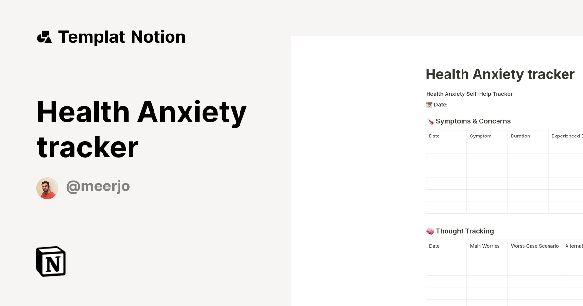 Health Anxiety tracker Templat oleh Meerain | Notion Marketplace